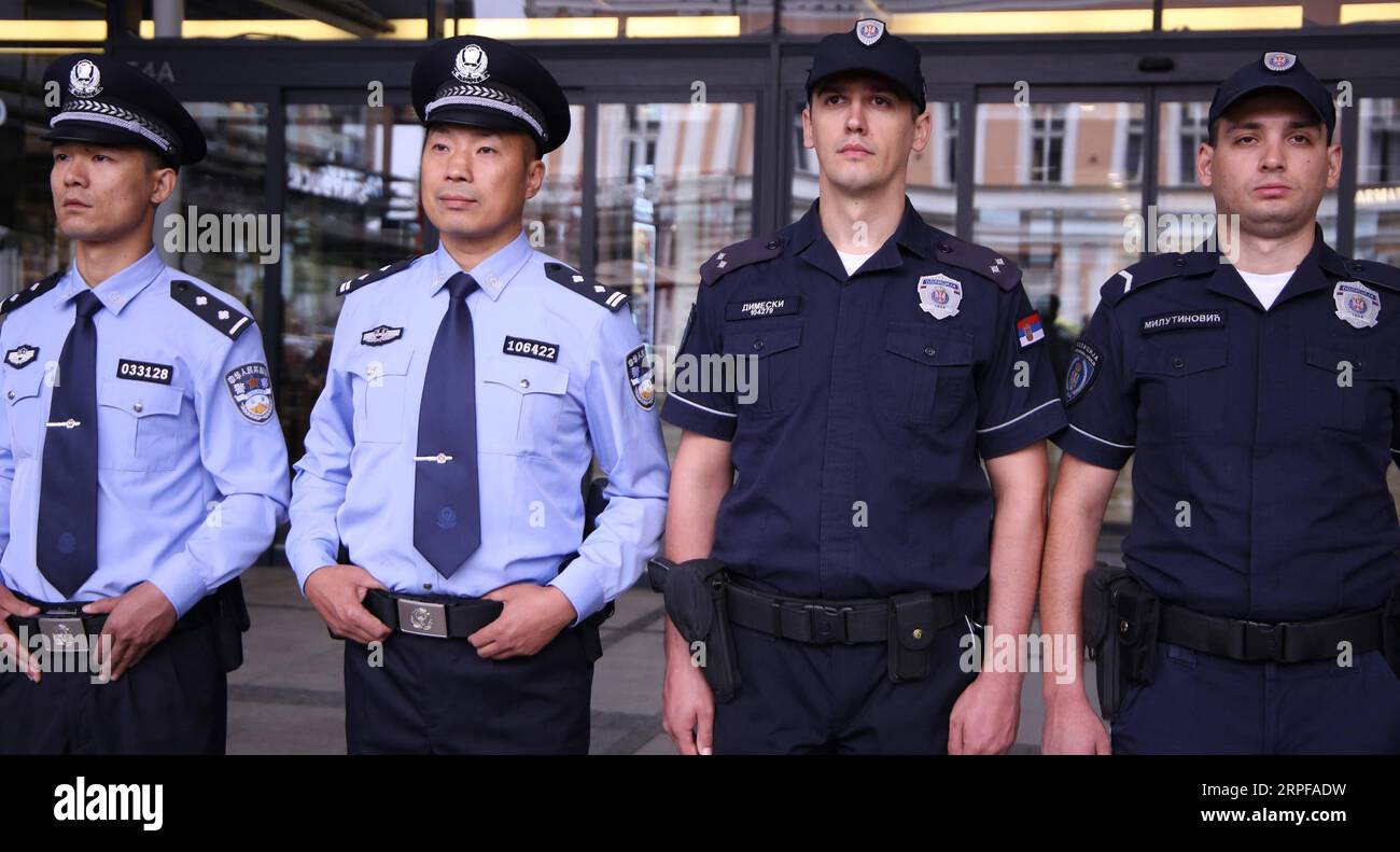(190918) -- BELGRADE, Sept. 18, 2019 -- Chinese and Serbian police officers attend a launching ...