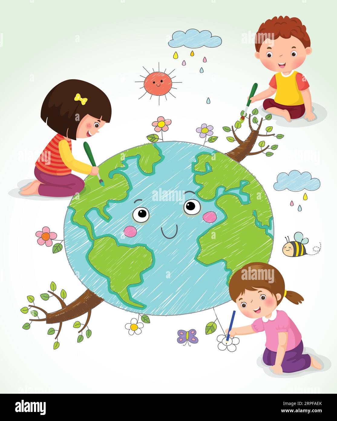Save the planet kids drawing Stock Vector Images - Alamy