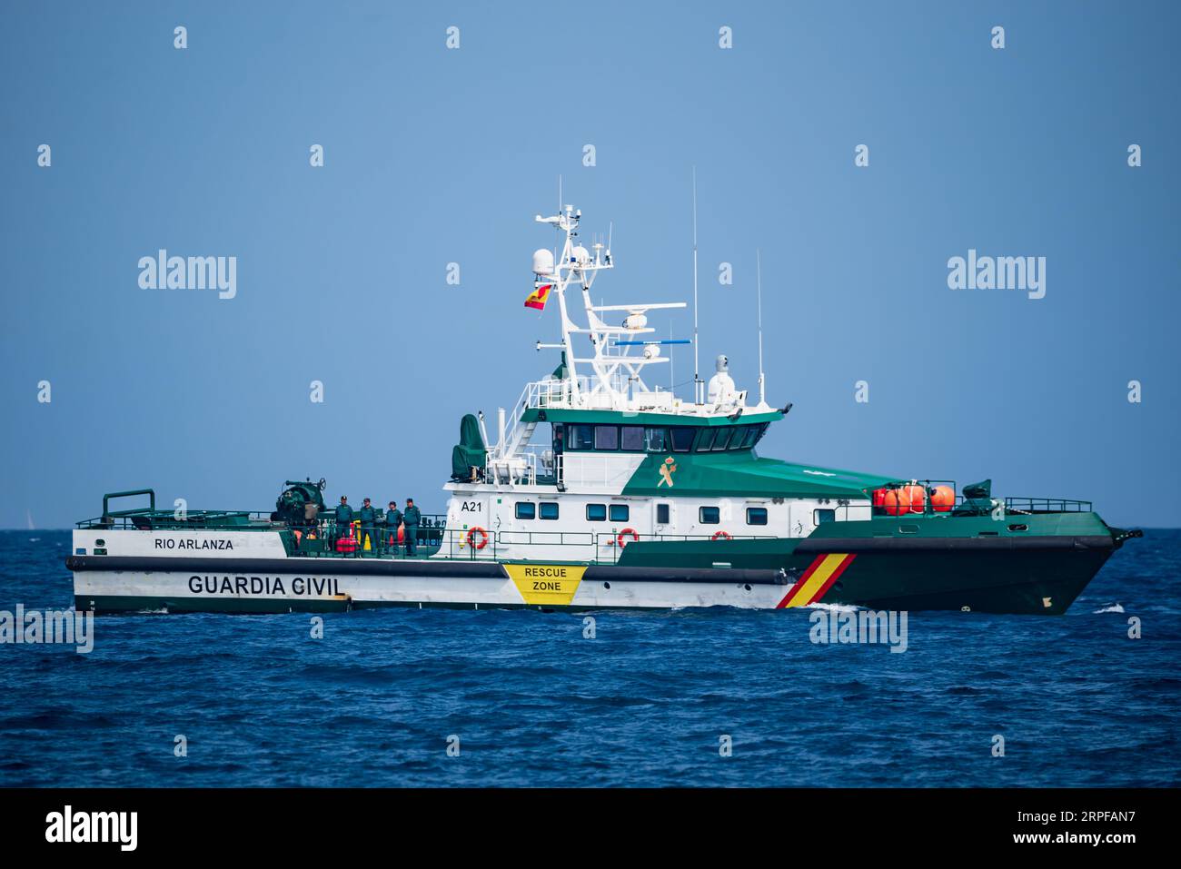 Patrolman of the Rio Arlanza Civil Guard, parading off the coast of ...