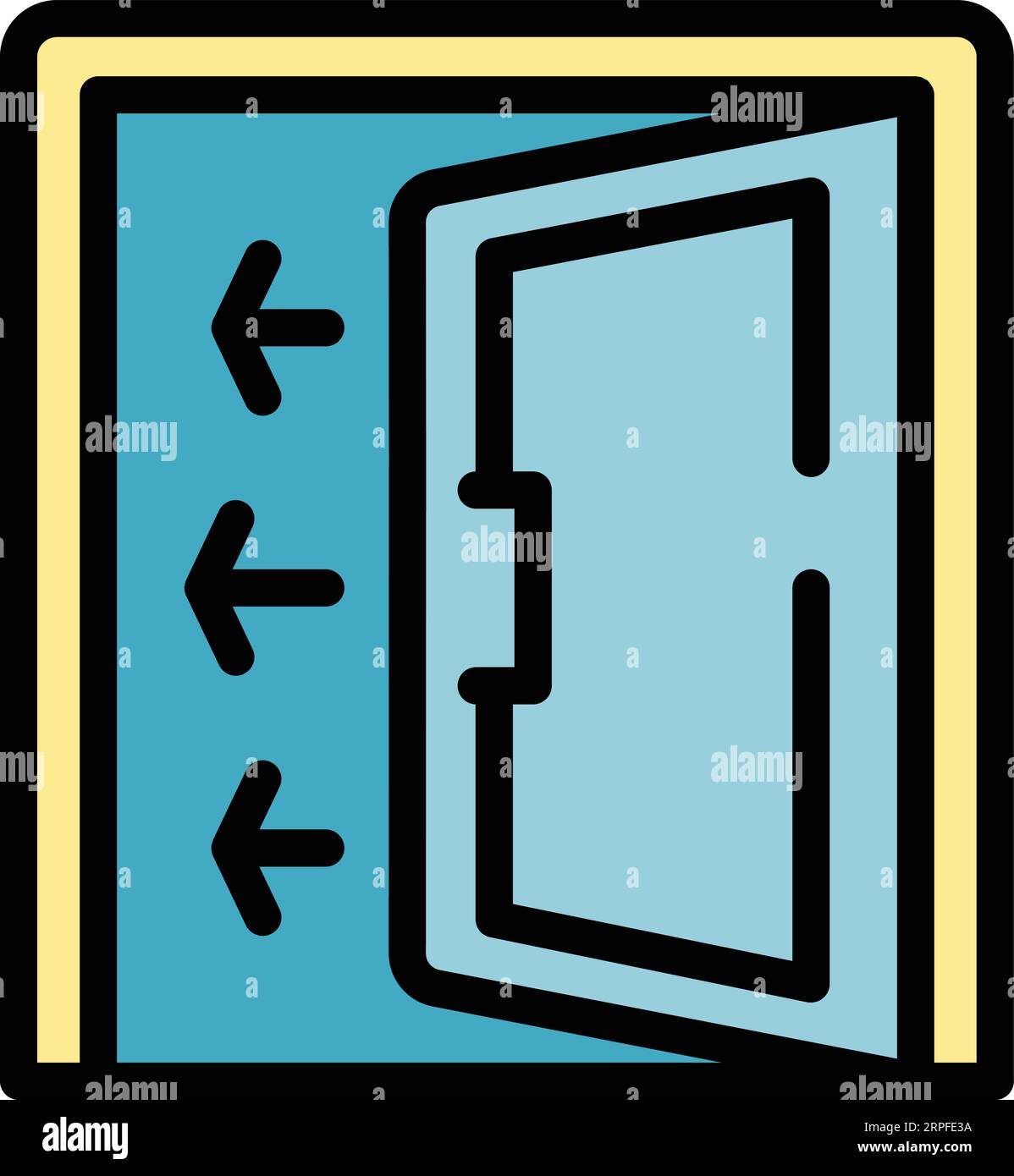 Open door direction icon outline vector. Wooden frame. Lock knob color ...