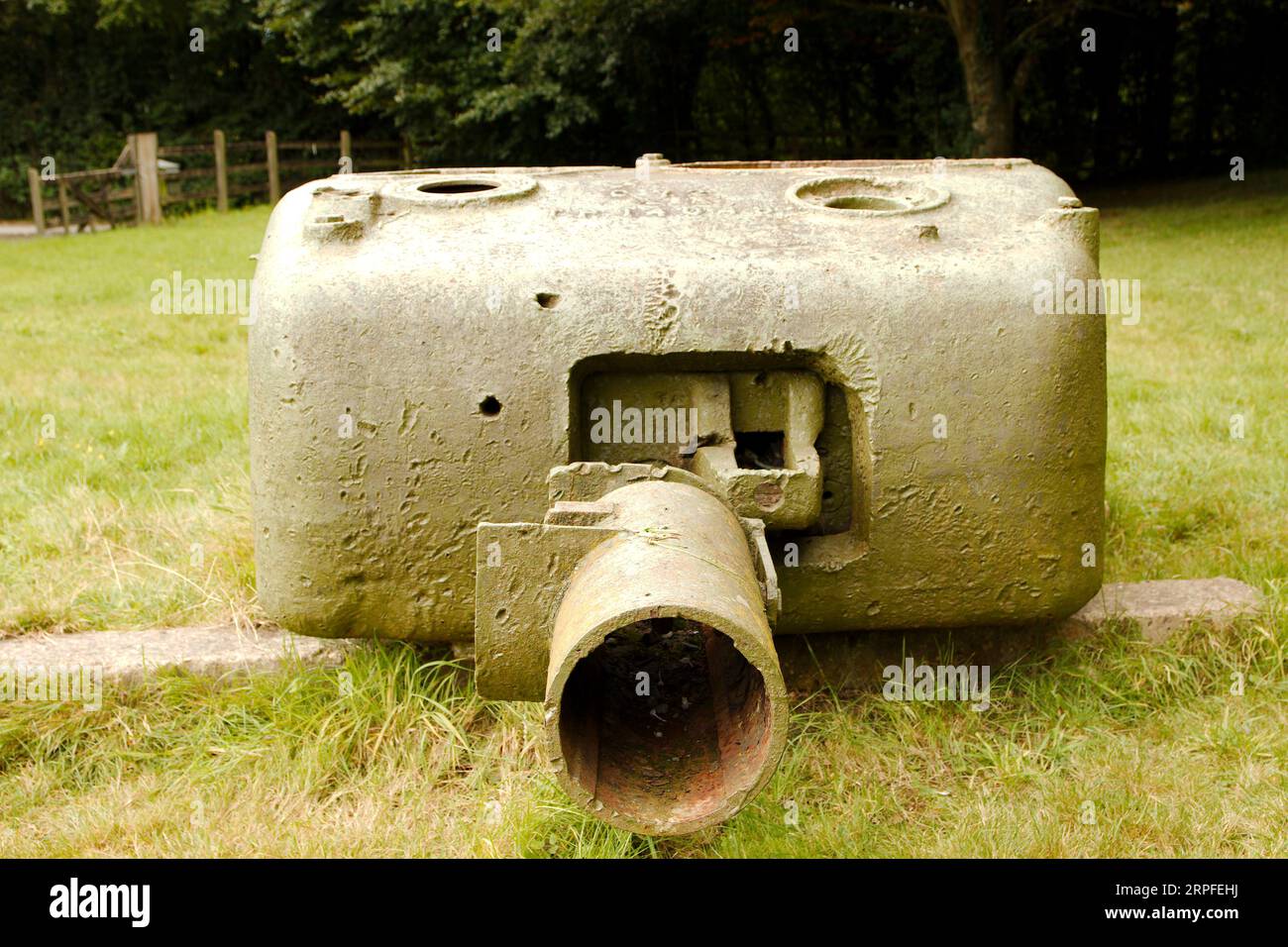 The turret of a World War 2 Churchill tank with a petard spigot mortar ...