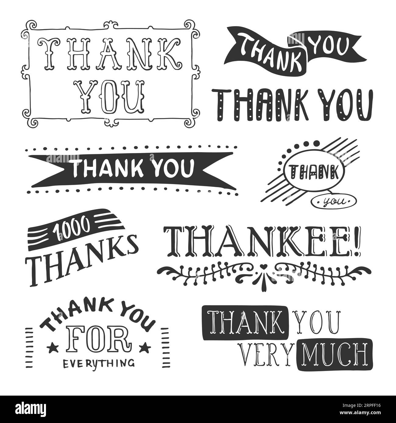Thank you lettering set Royalty Free Vector Image Stock Vector Image ...