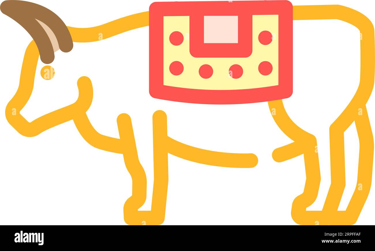 cow sacred animal hinduism color icon vector illustration Stock Vector ...