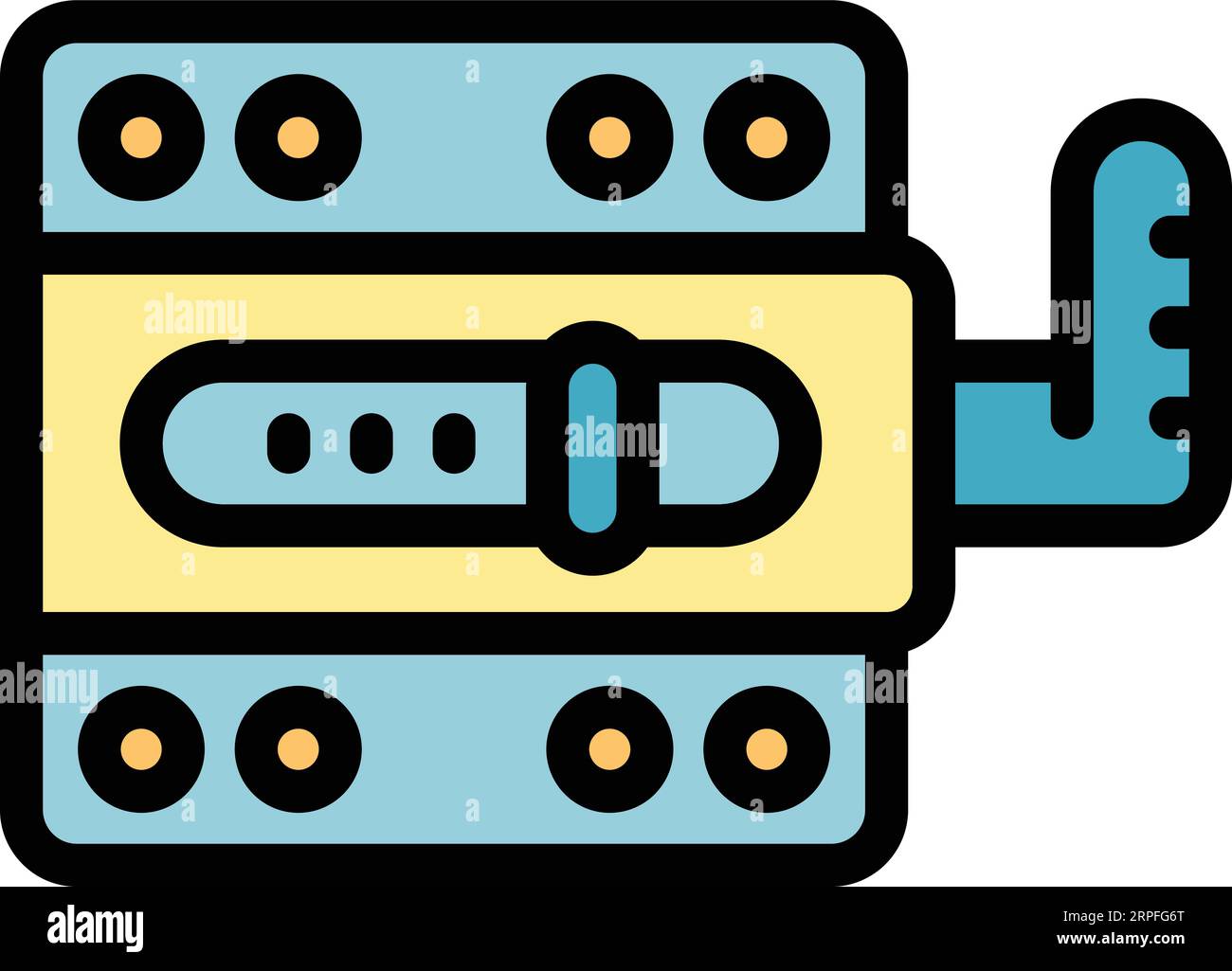 Door lock icon outline vector. Home front. Wooden exterior color flat ...
