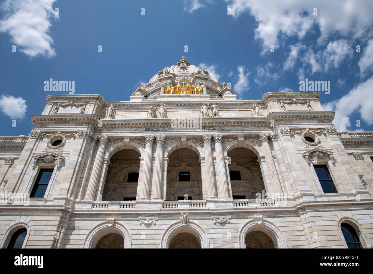 St. Paul, Minnesota. State capitol. Looking up at the Golden horses ...