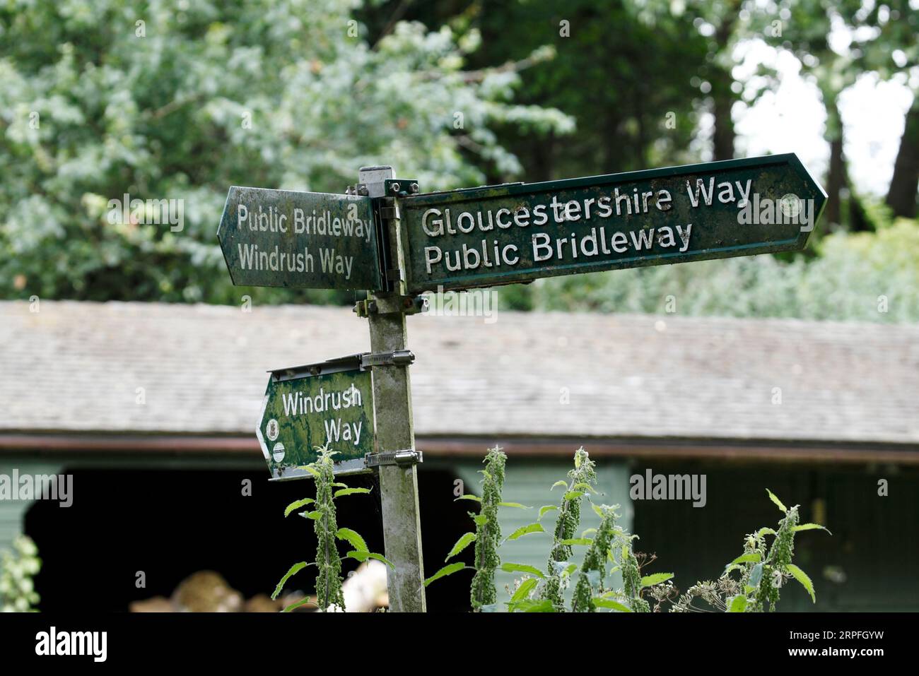 Sign in the Cotswolds showing the direction to the Gloucestershire Way ...