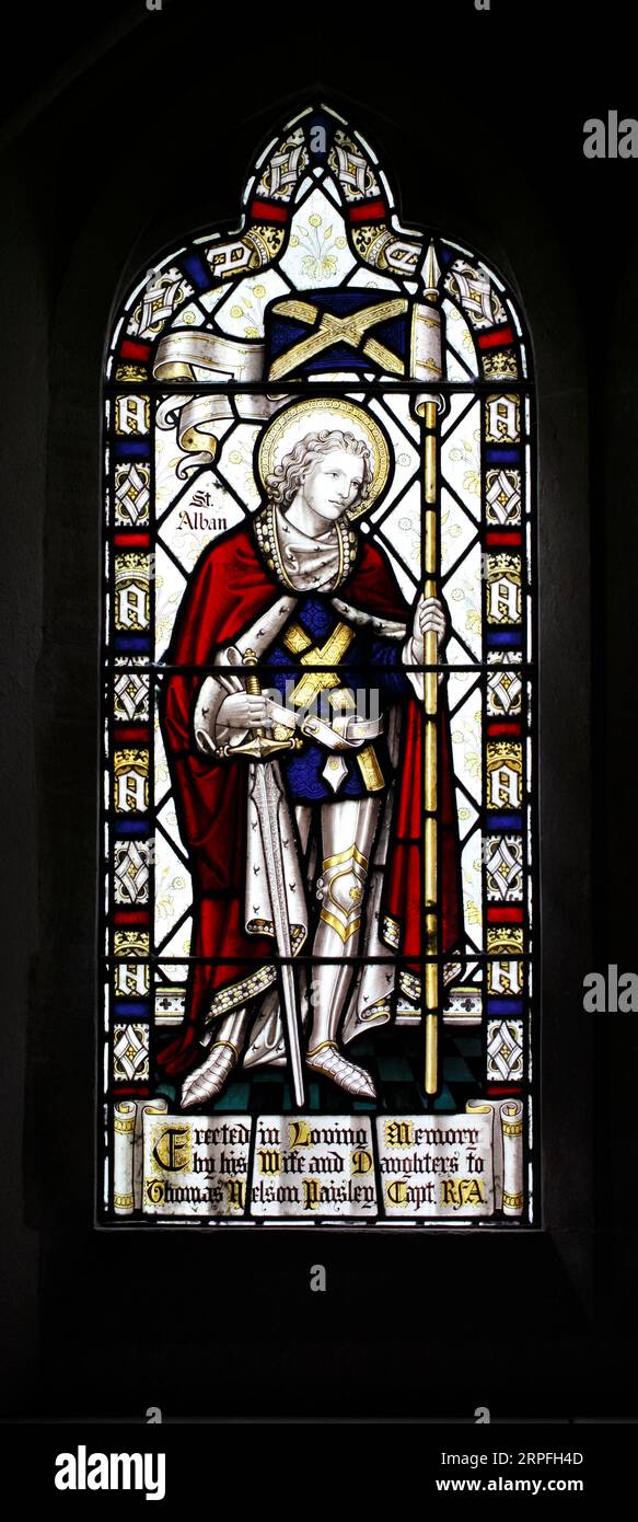 St Alban depicted in stained glass. Church of St Simon and St Jude ...
