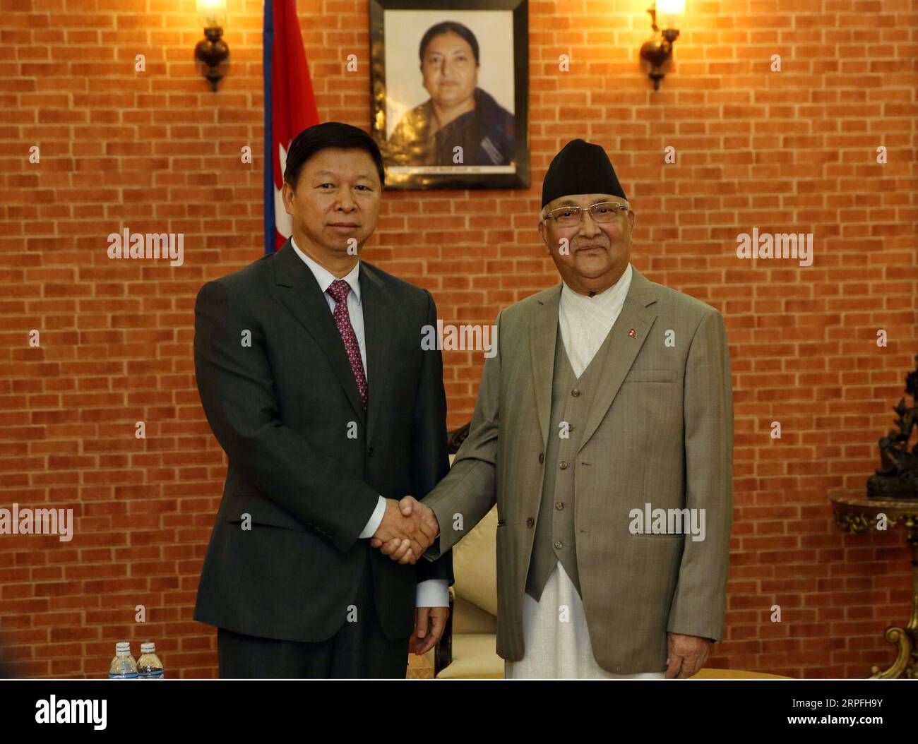 190924 -- KATHMANDU, Sept. 24, 2019 Xinhua -- Nepali Prime Minister KP ...
