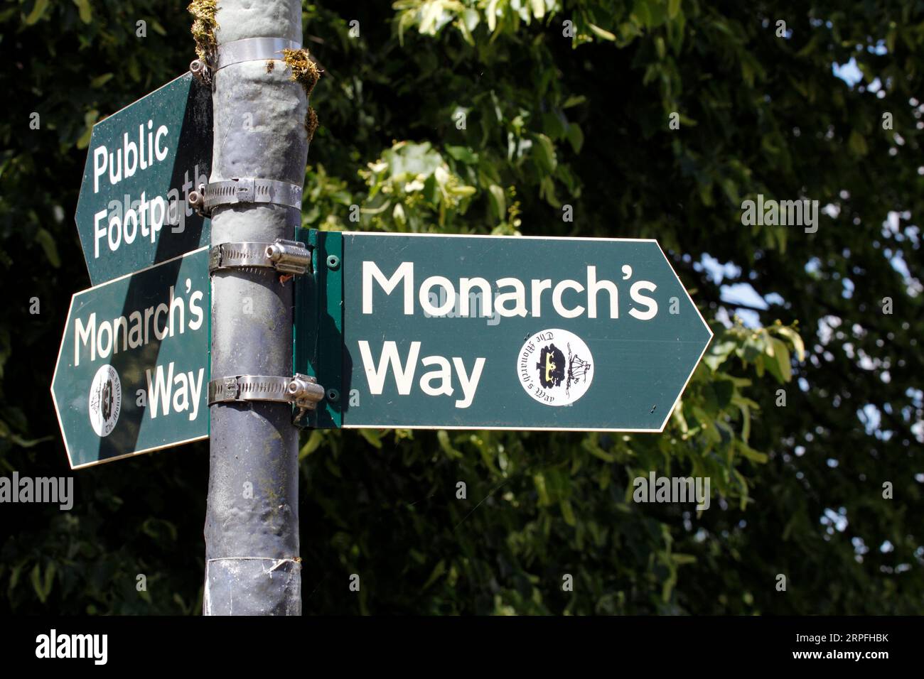 Monarchs Way sign as a waymarker Stock Photo - Alamy