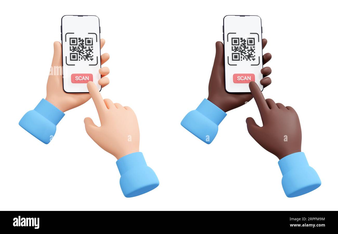 QR code reading 3d render illustration Stock Photo - Alamy