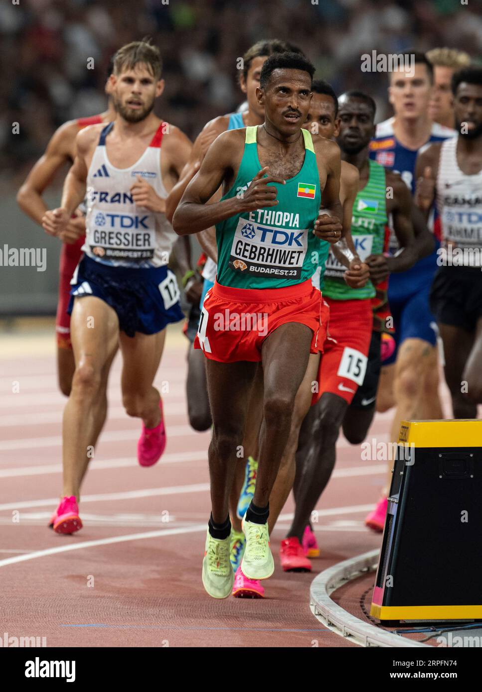 Hagos Gebrhiwet of Ethiopia competing in the men’s 5000m final on day 9 ...