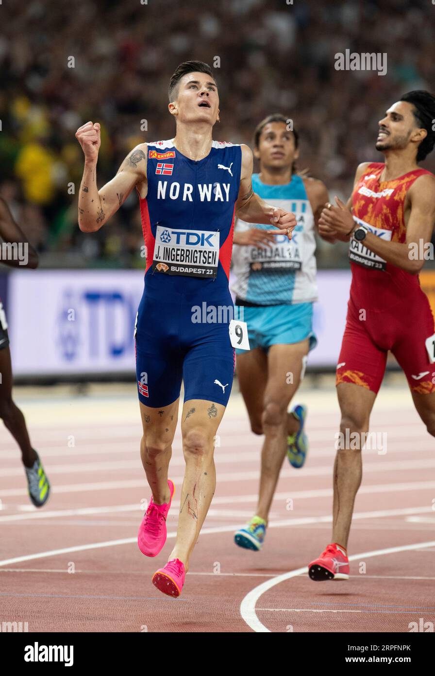 Jakob Ingebrigtsen of Norway competing in the men’s 5000m final on day 9 of the World Athletics ...