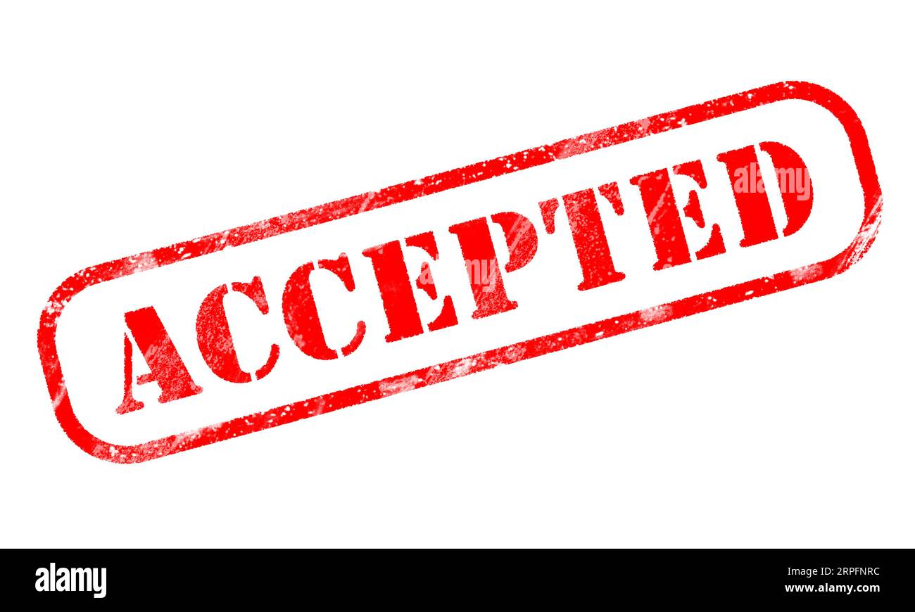 ACCEPTED red rubber worn out stamp text on transparent background Stock ...
