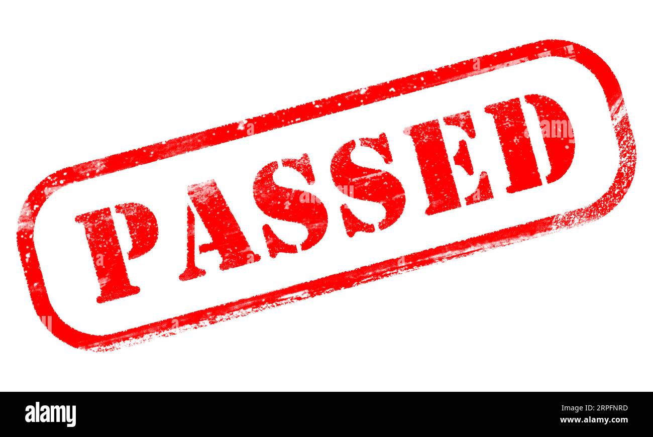 PASSED red rubber worn out stamp text on transparent background Stock ...
