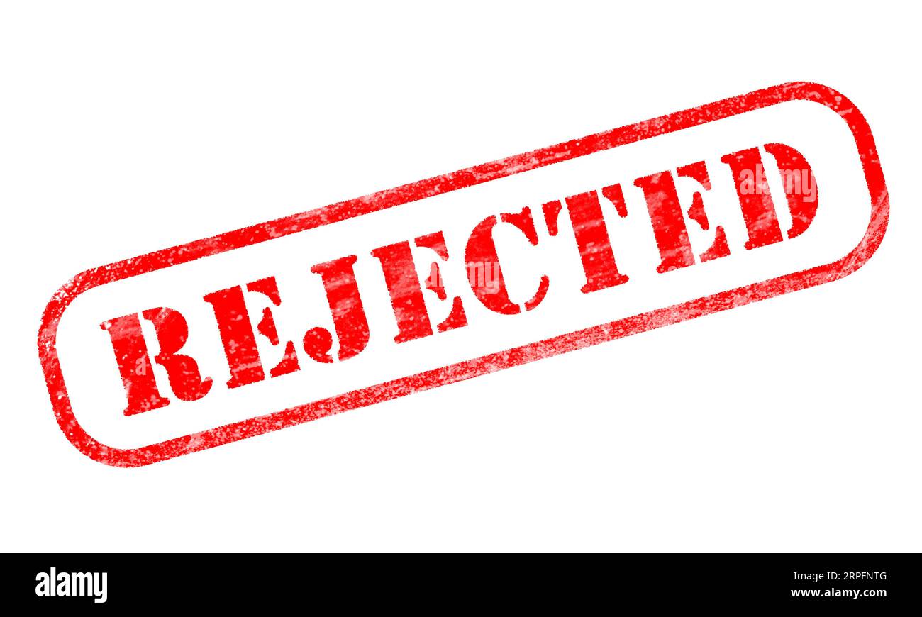 REJECTED red rubber worn out stamp text on transparent background Stock ...