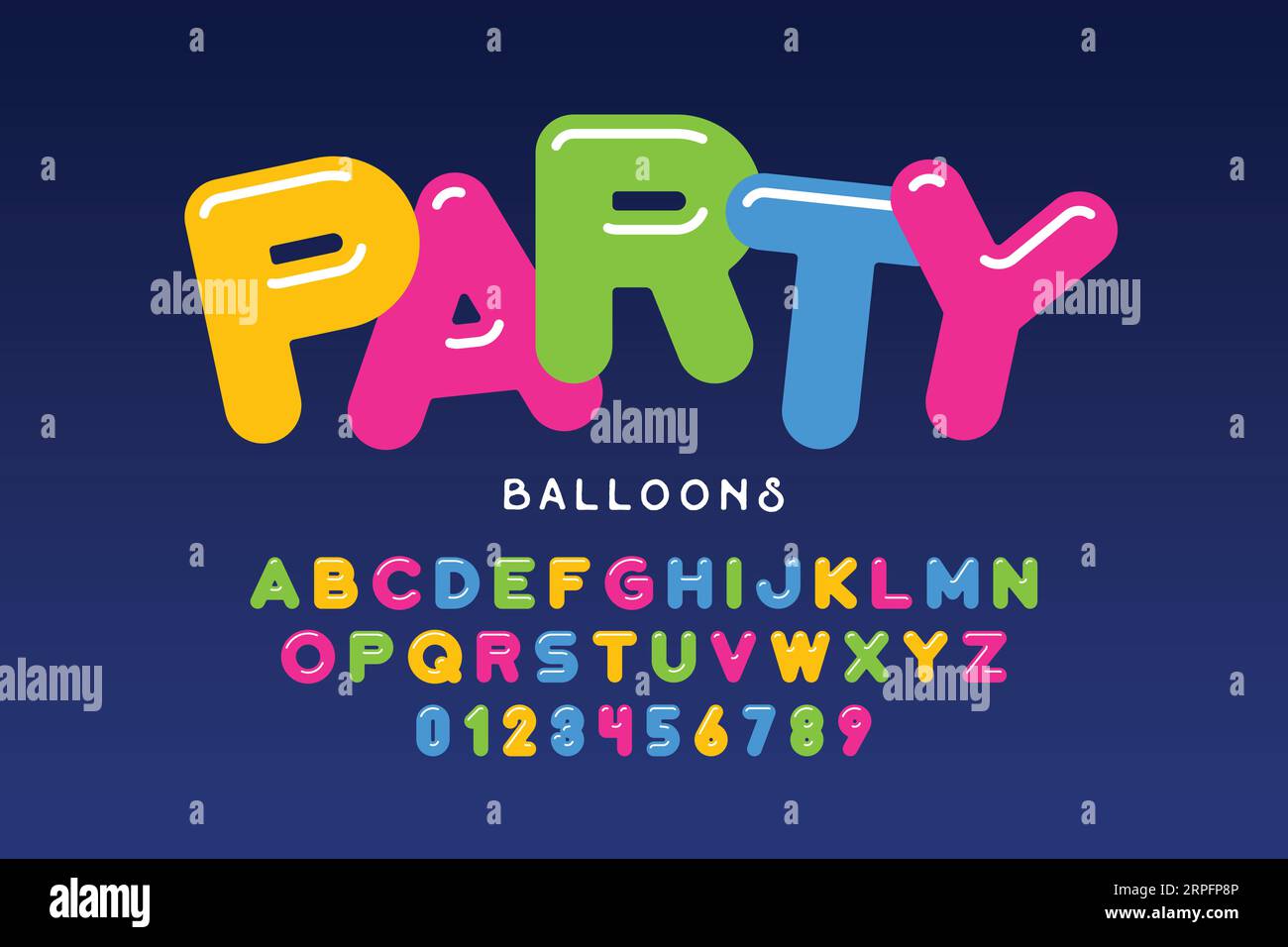 Party balloons style font design helium Royalty Free Vector Stock ...