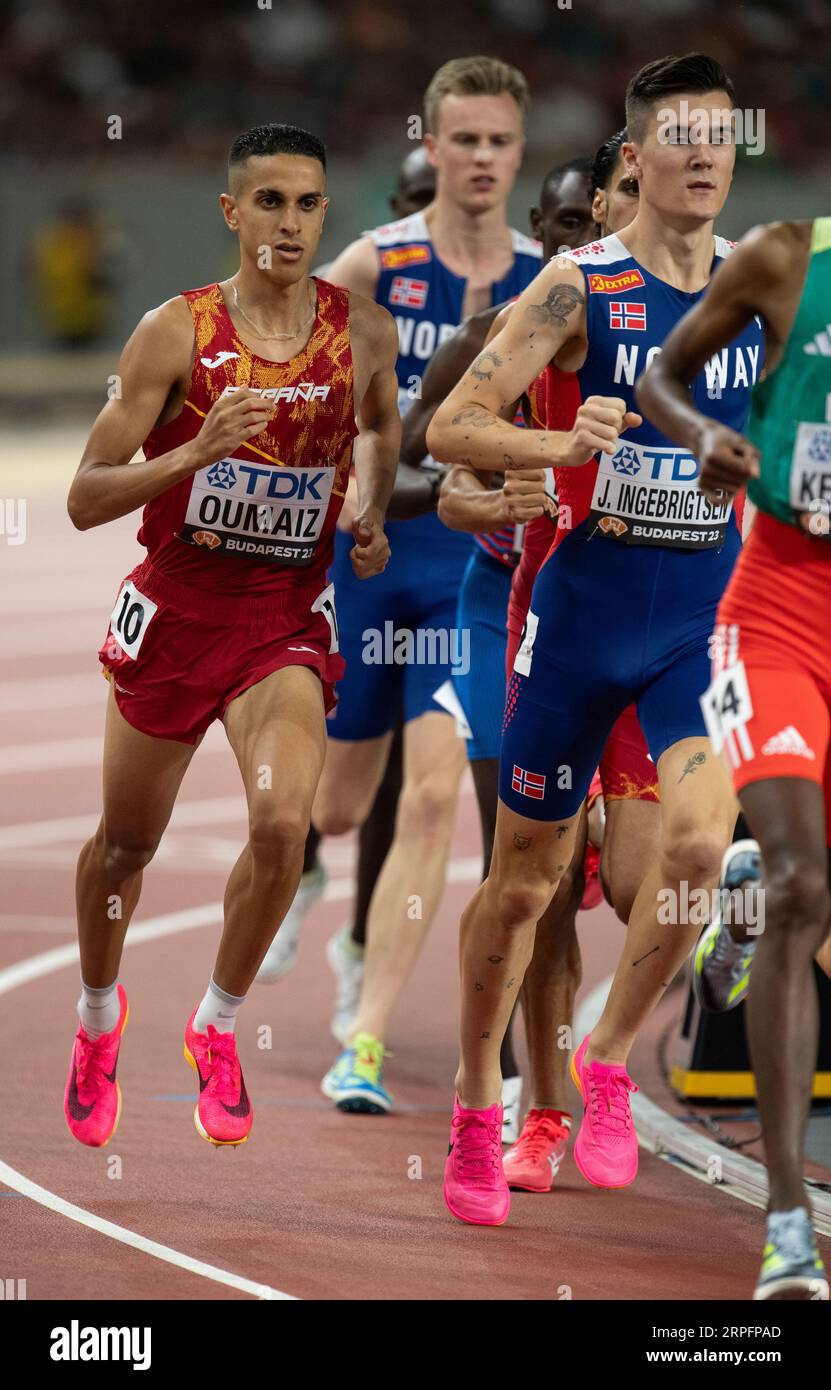 Jakob Ingebrigtsen of Norway competing in the men’s 5000m final on day 9 of the World Athletics ...