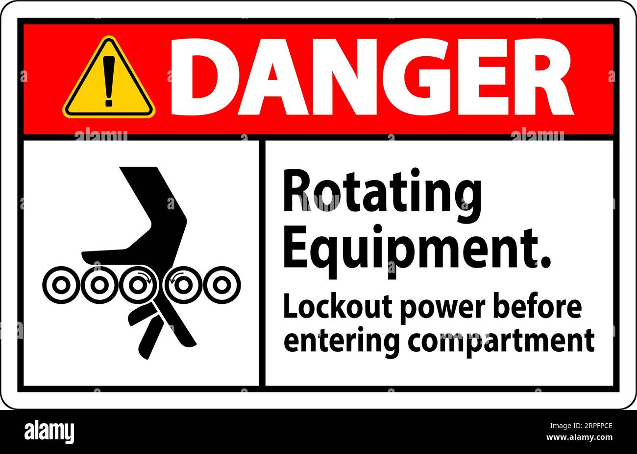 Danger Sign, Rotating Equipment, Lockout Power Before Entering ...