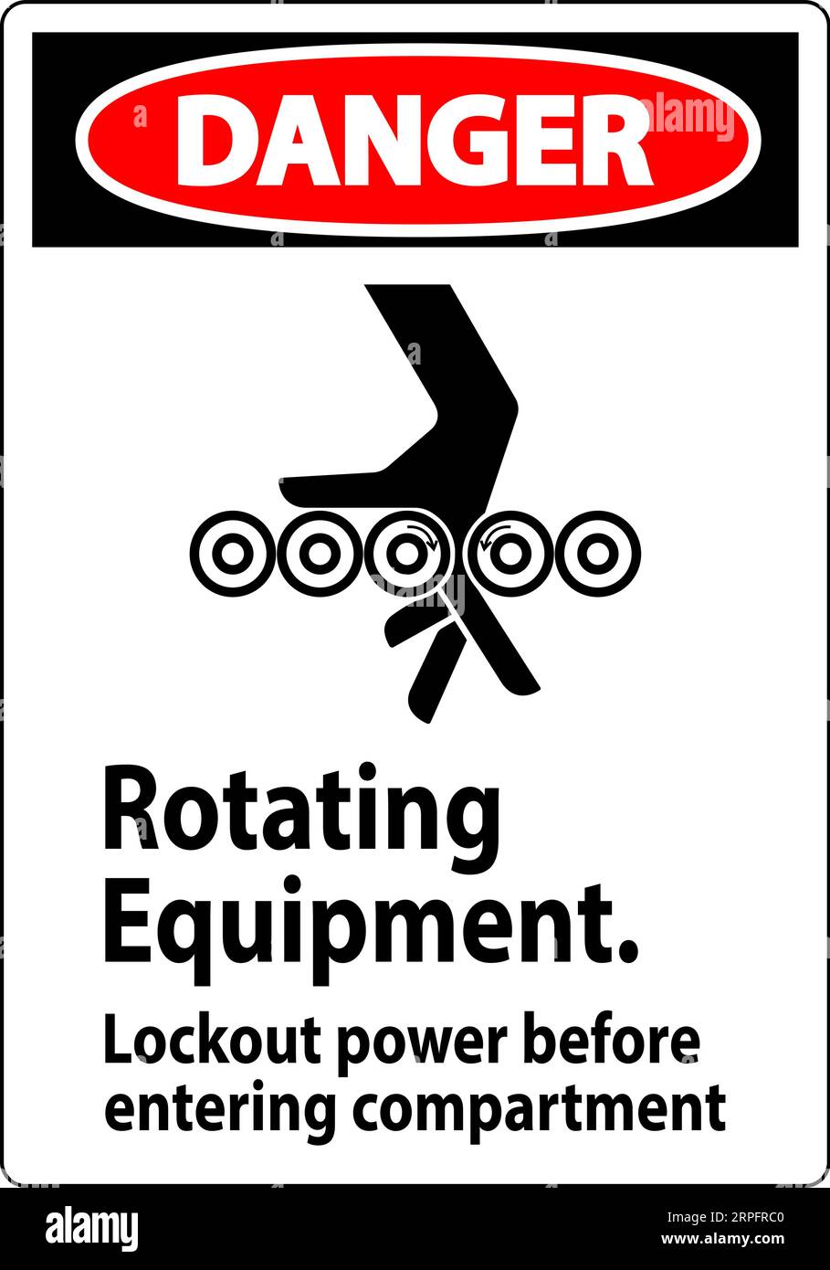 Danger Sign, Rotating Equipment, Lockout Power Before Entering ...