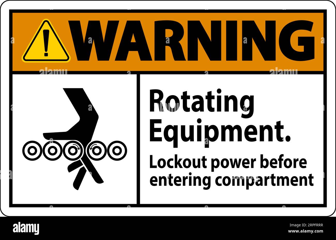 Warning Sign, Rotating Equipment, Lockout Power Before Entering ...