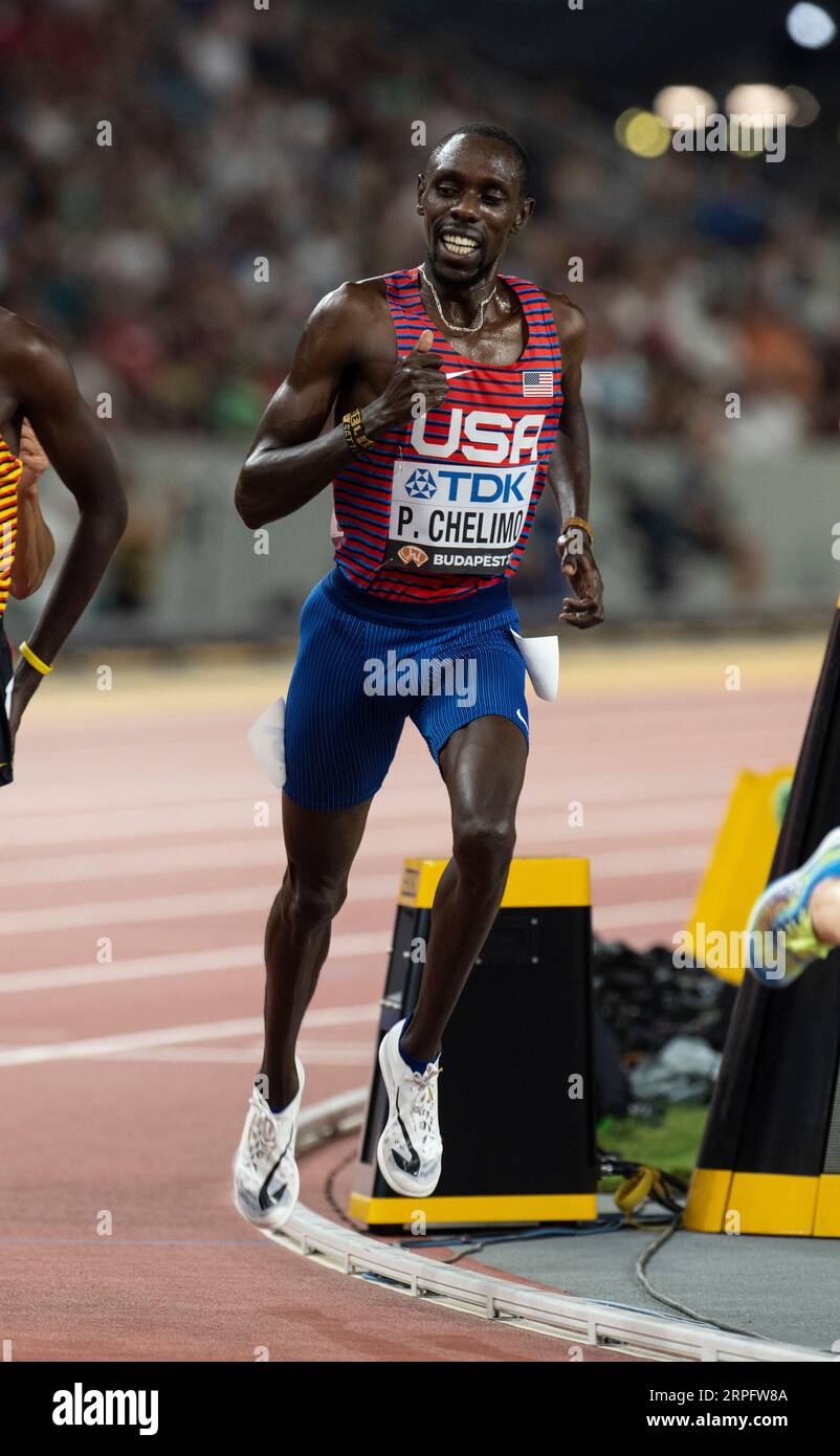 Paul Chelimo of the USA competing in the men’s 5000m final on day 9 of ...