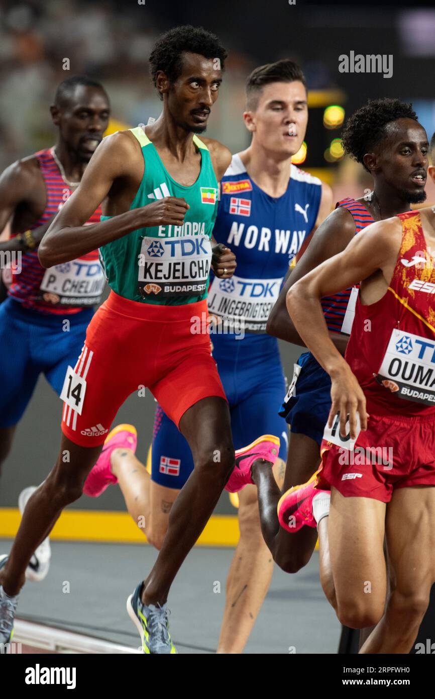 Yomif Kejelcha of Ethiopia competing in the men’s 5000m final on day 9 ...