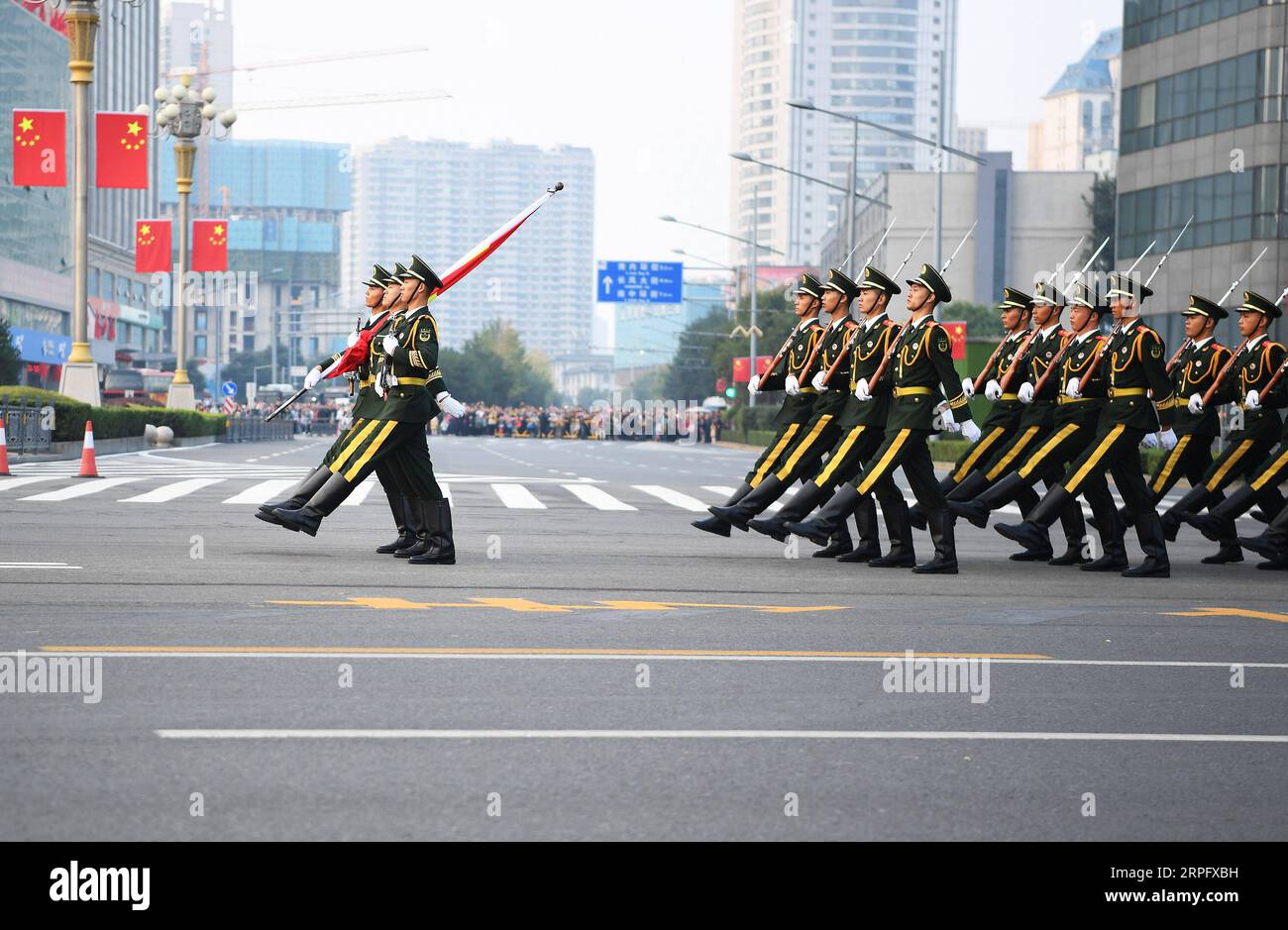 191001 -- TAIYUAN, Oct. 1, 2019 -- A flag-raising ceremony is held in ...