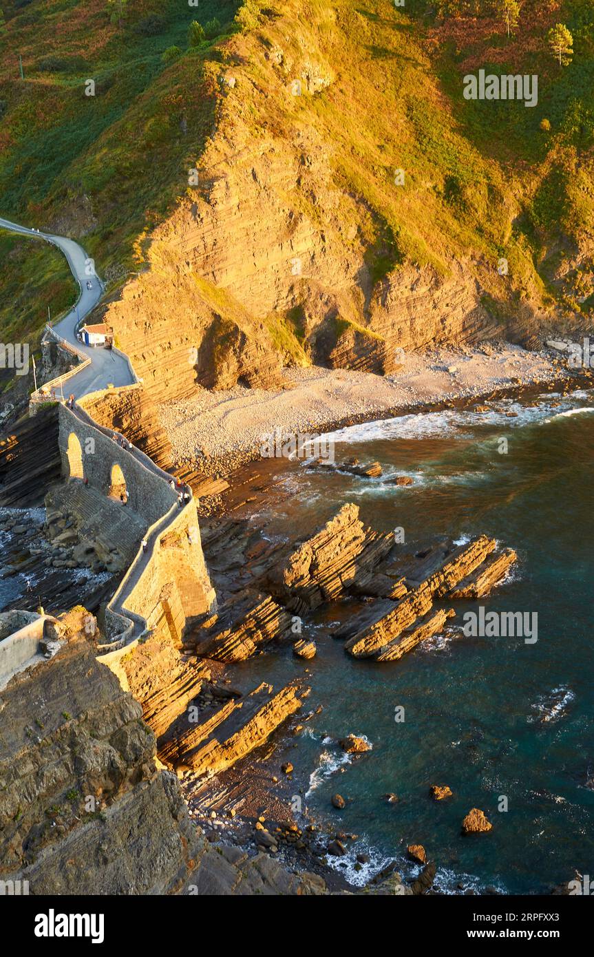 Stairway and surrounding cliffs of Gaztelugatxe islet, the Dragonstone ...
