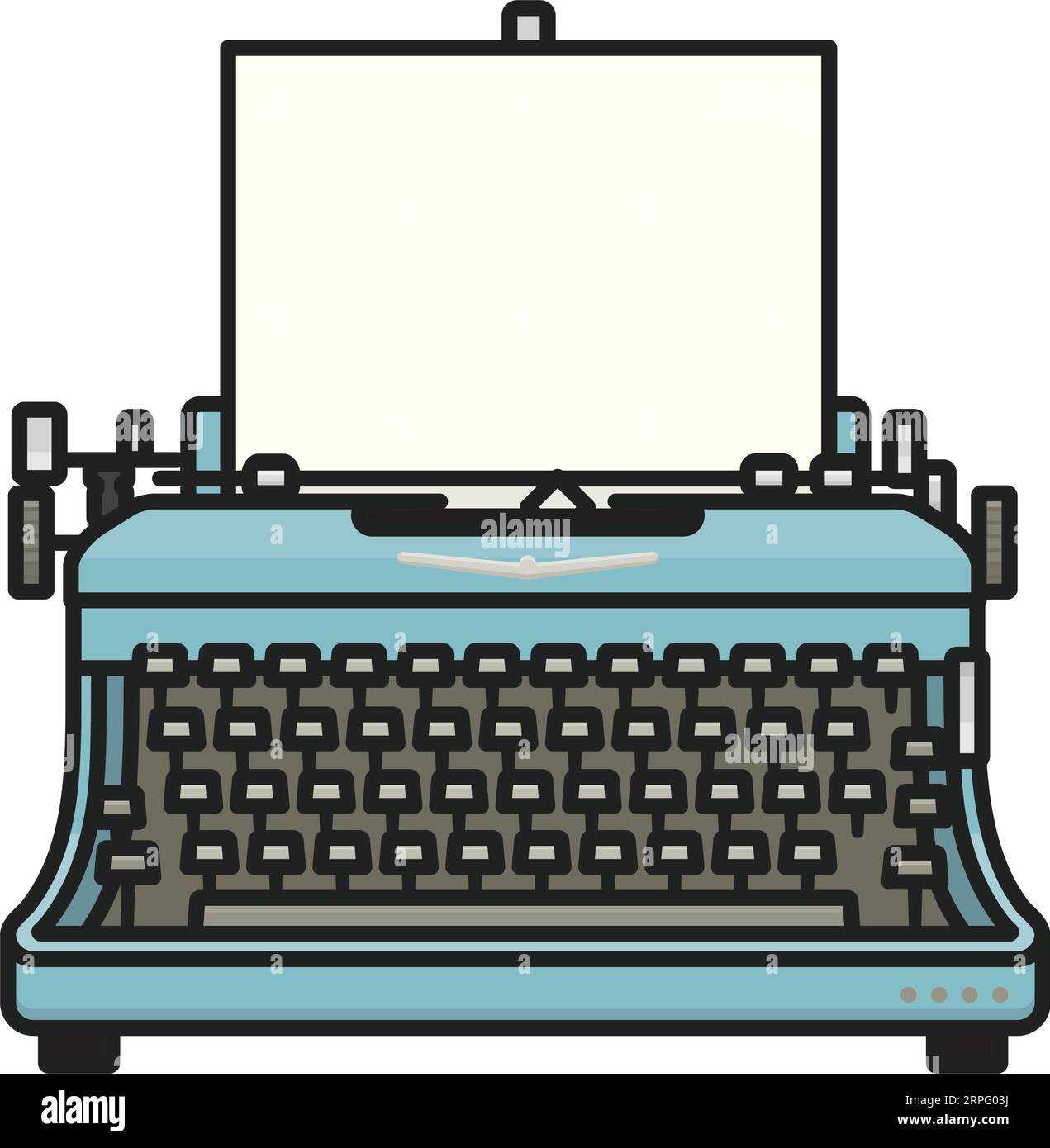 Pastel blue retro typewriter vector illustration for Typewriting Day on ...