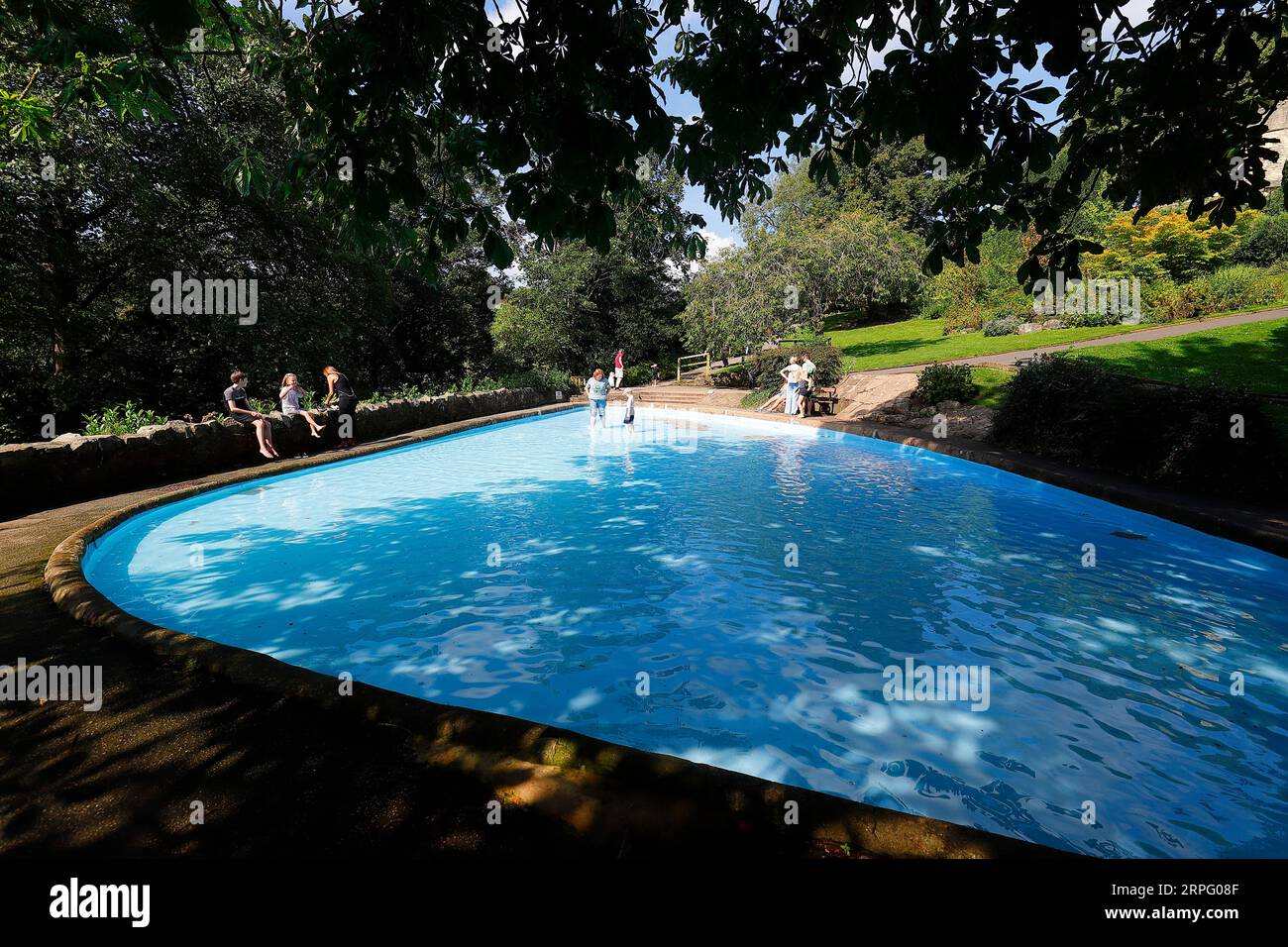 Outdoor public paddling pool in Knaresborough,North Yorkshire,UK Stock ...