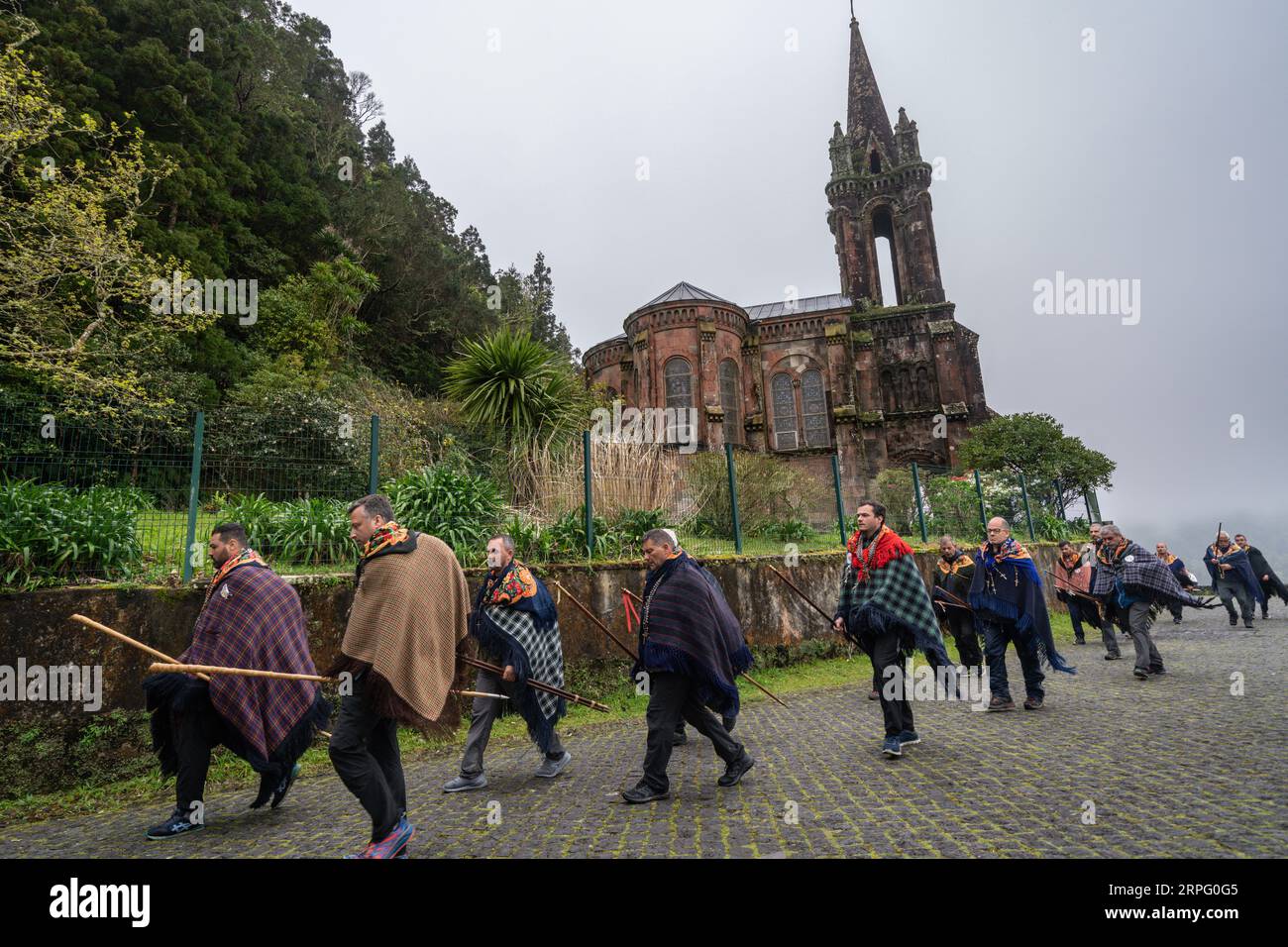 Roman Catholic pilgrims called a Romeiros, walks past the Chapel of Our ...
