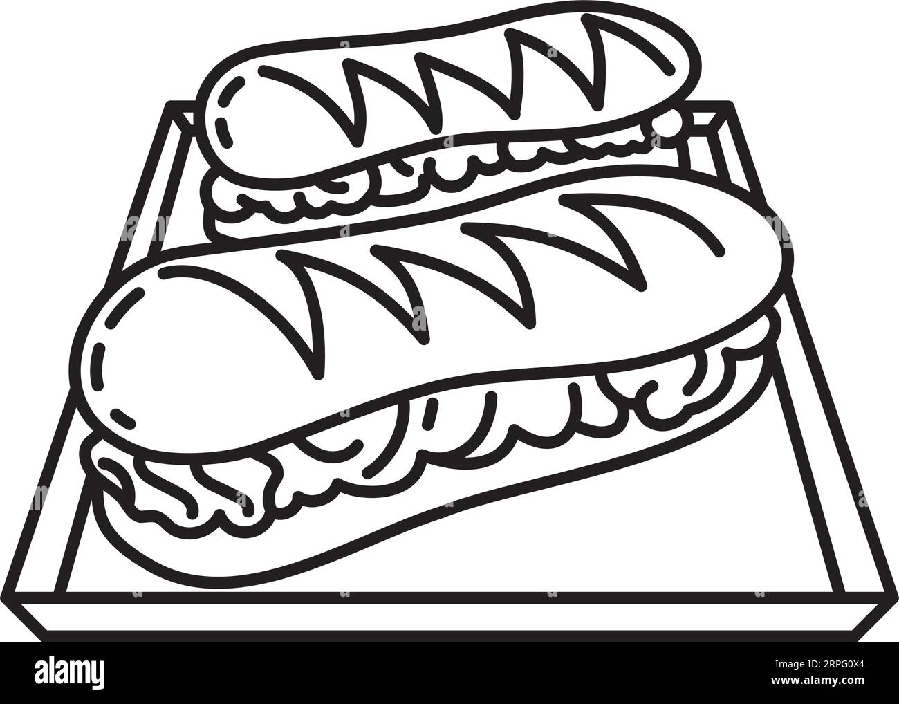 Two chocolate eclairs on a plate vector line icon for Chocolate Eclair ...