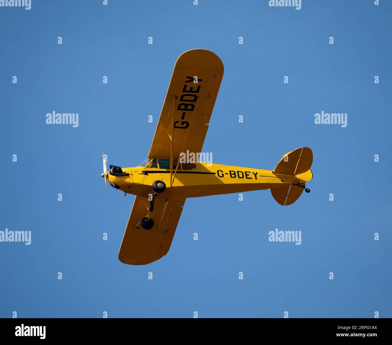 Piper J3C-65 Cub landing at Wellesbourne Airfield, Warwickshire, UK (G ...