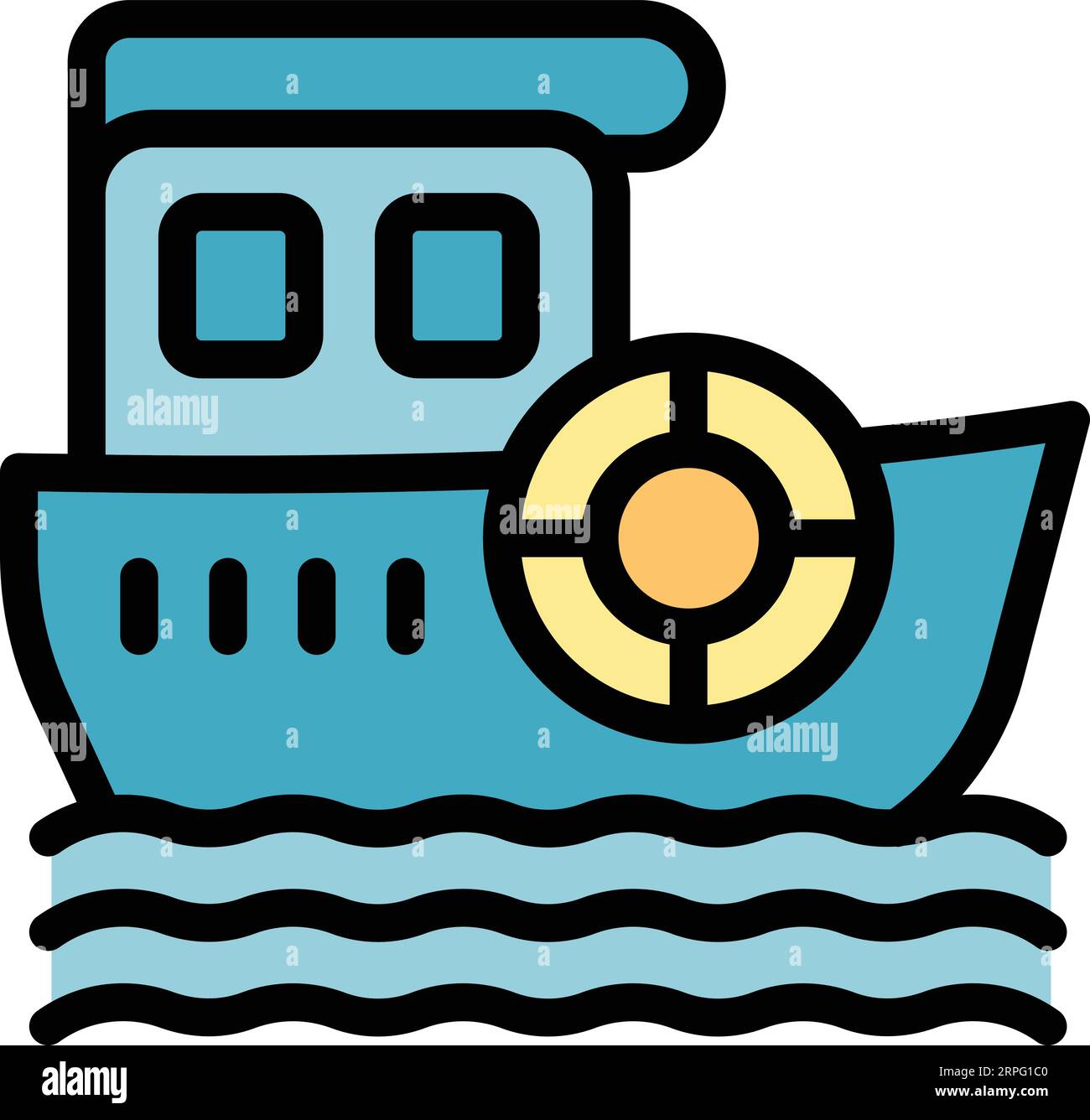 Coast guard ship icon outline vector. Water transport. Sea boat color flat Stock Vector Image ...
