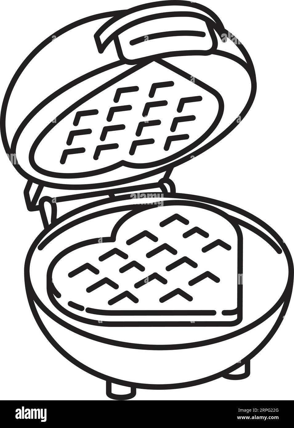 Waffle iron with heart shaped waffle vector line icon for Waffle Iron ...