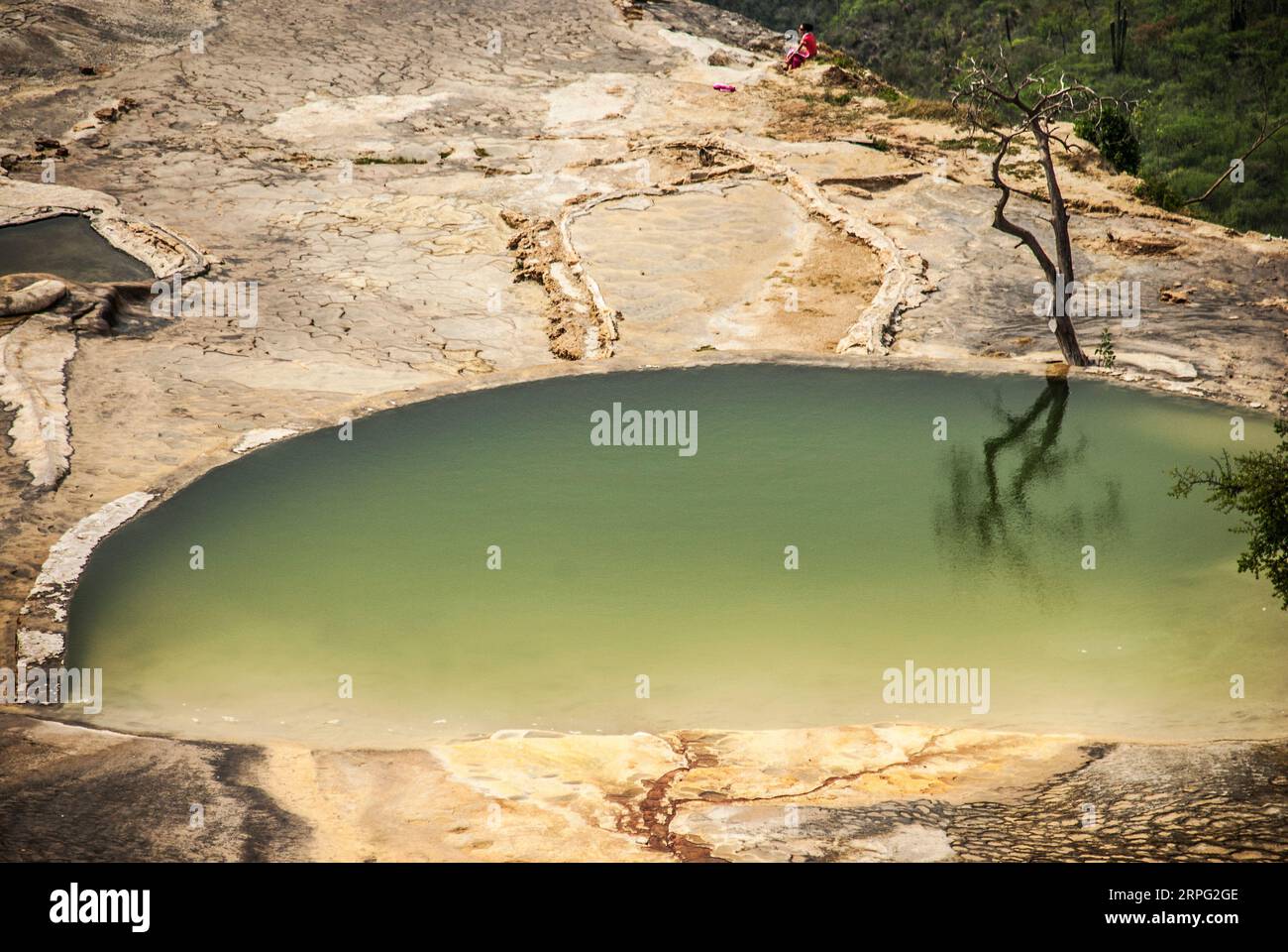 A small lake on the mountains. View of Hierve el Agua, Oaxaca, Mexico ...