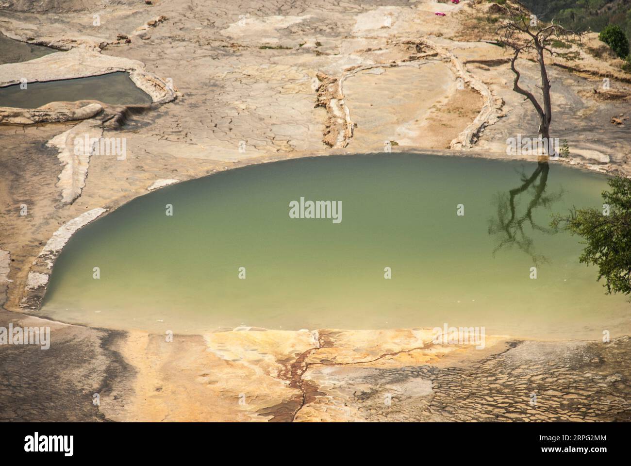 A small lake on the mountains. View of Hierve el Agua, Oaxaca, Mexico ...