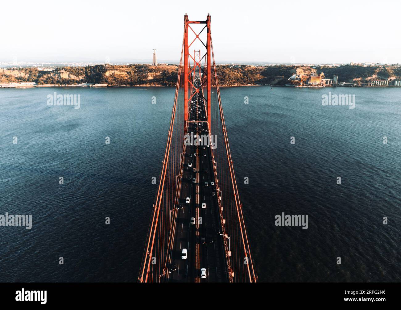 Aerial photos of the 25 April bridge (Ponte 25 de Abril) located in ...