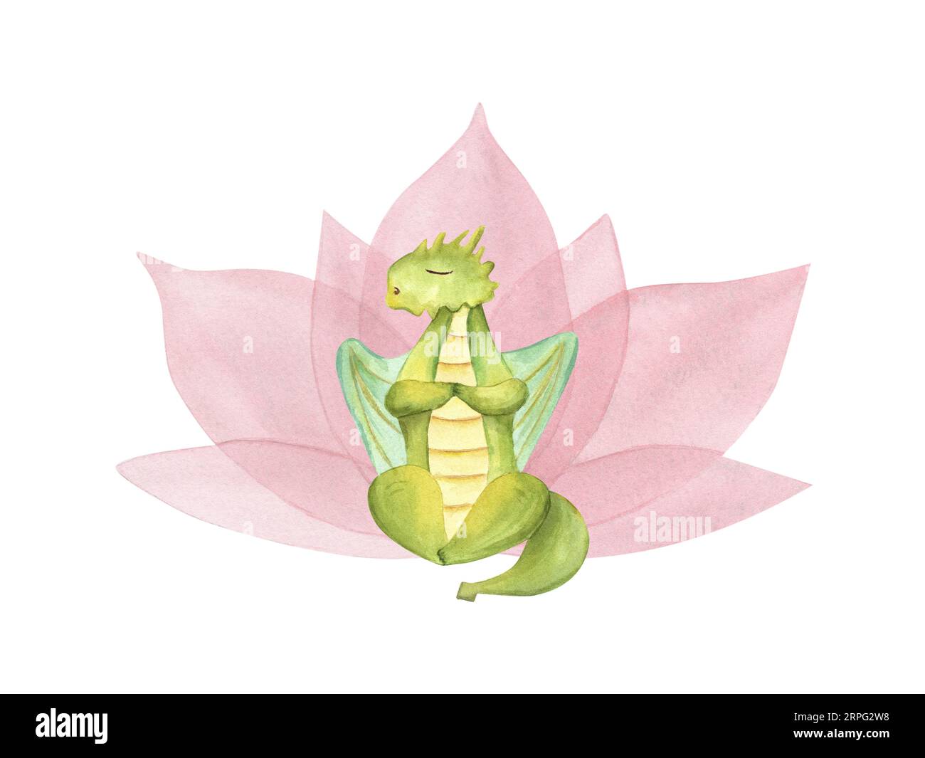Green Dragon sitting in lotus pose. Cartoon style. Animal practicing ...