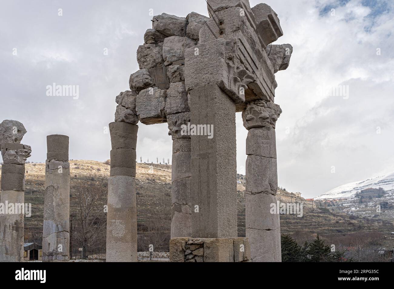 Antique roman temple, archeological site of Qalaat Faqra, Lebanon Stock ...