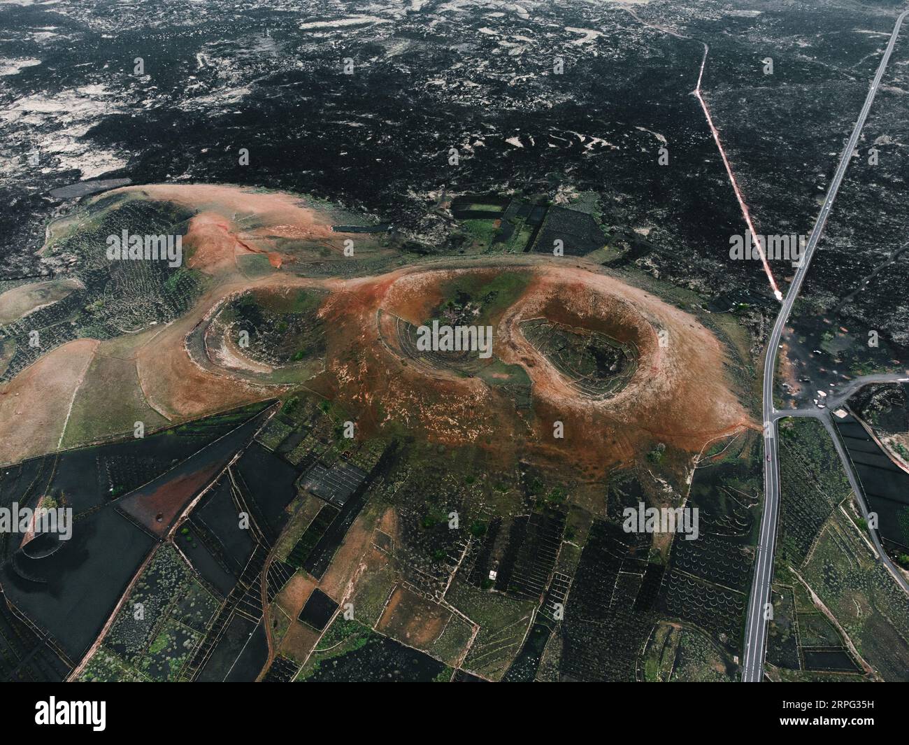 Aerial photo of Volcanoes in Lanzarote - Canary Islands. Photo of ...