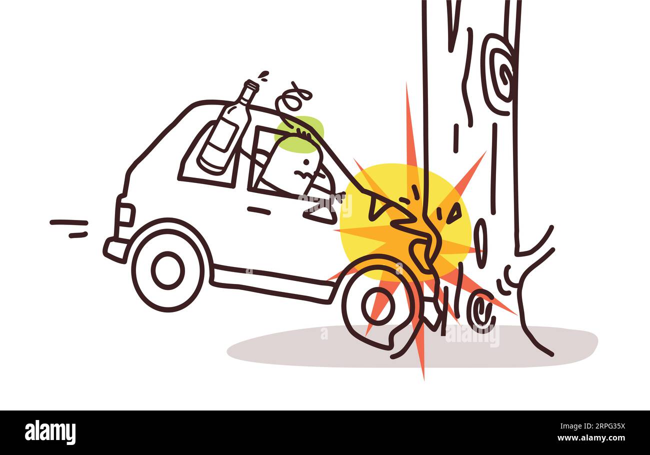 Road accident car crash tree Stock Vector Images - Alamy
