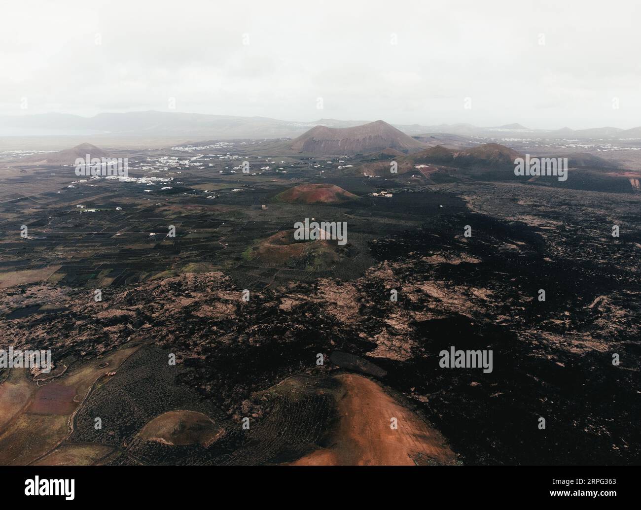 Aerial photo of Volcanoes in Lanzarote - Canary Islands. Photo of ...
