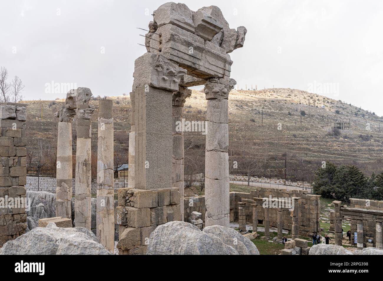 Antique roman temple, archeological site of Qalaat Faqra, Lebanon Stock ...