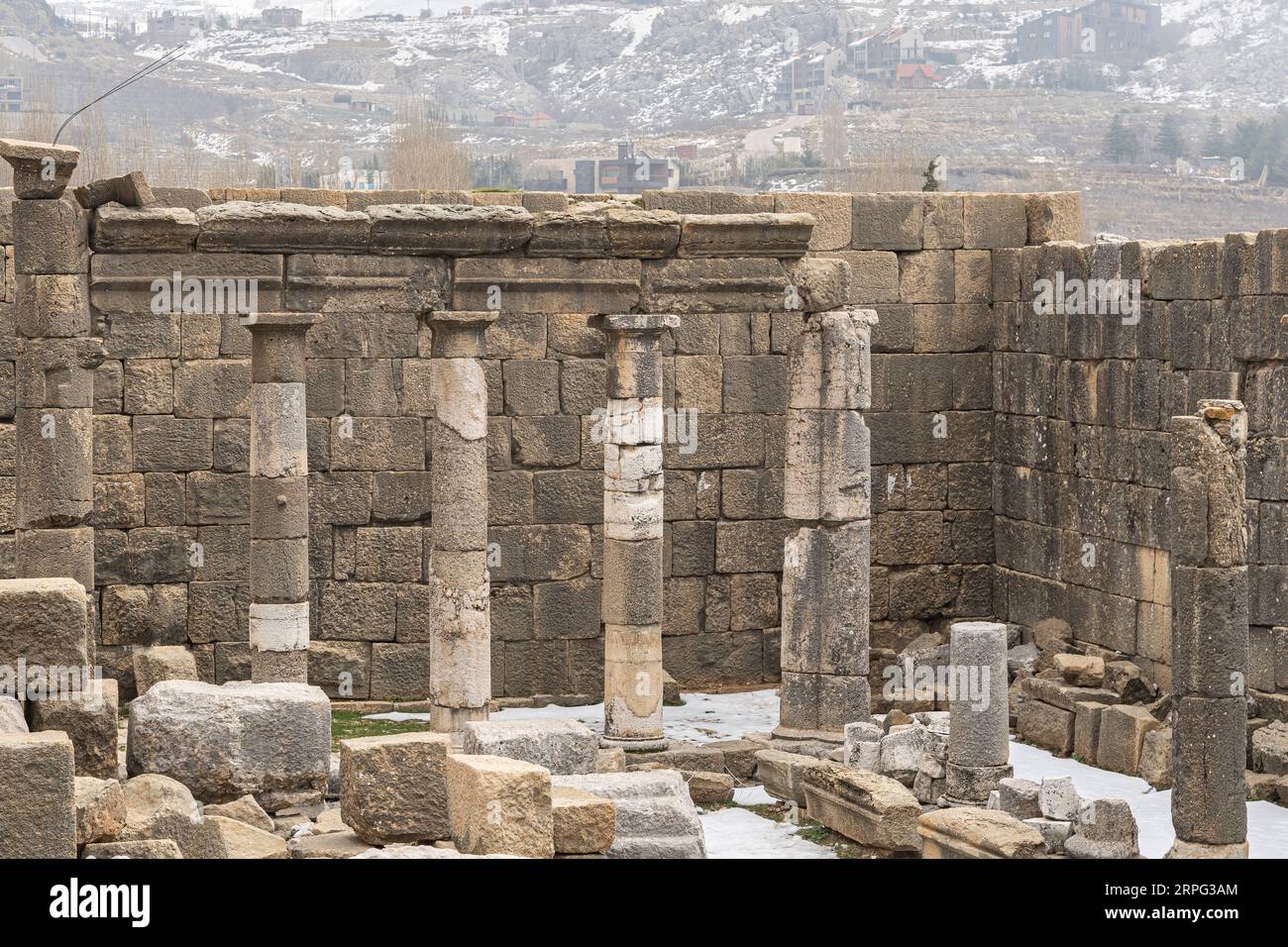 Antique roman temple, archeological site of Qalaat Faqra, Lebanon Stock ...