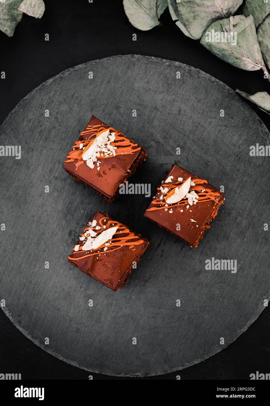 Photo of sweet dessert on dark background Stock Photo - Alamy