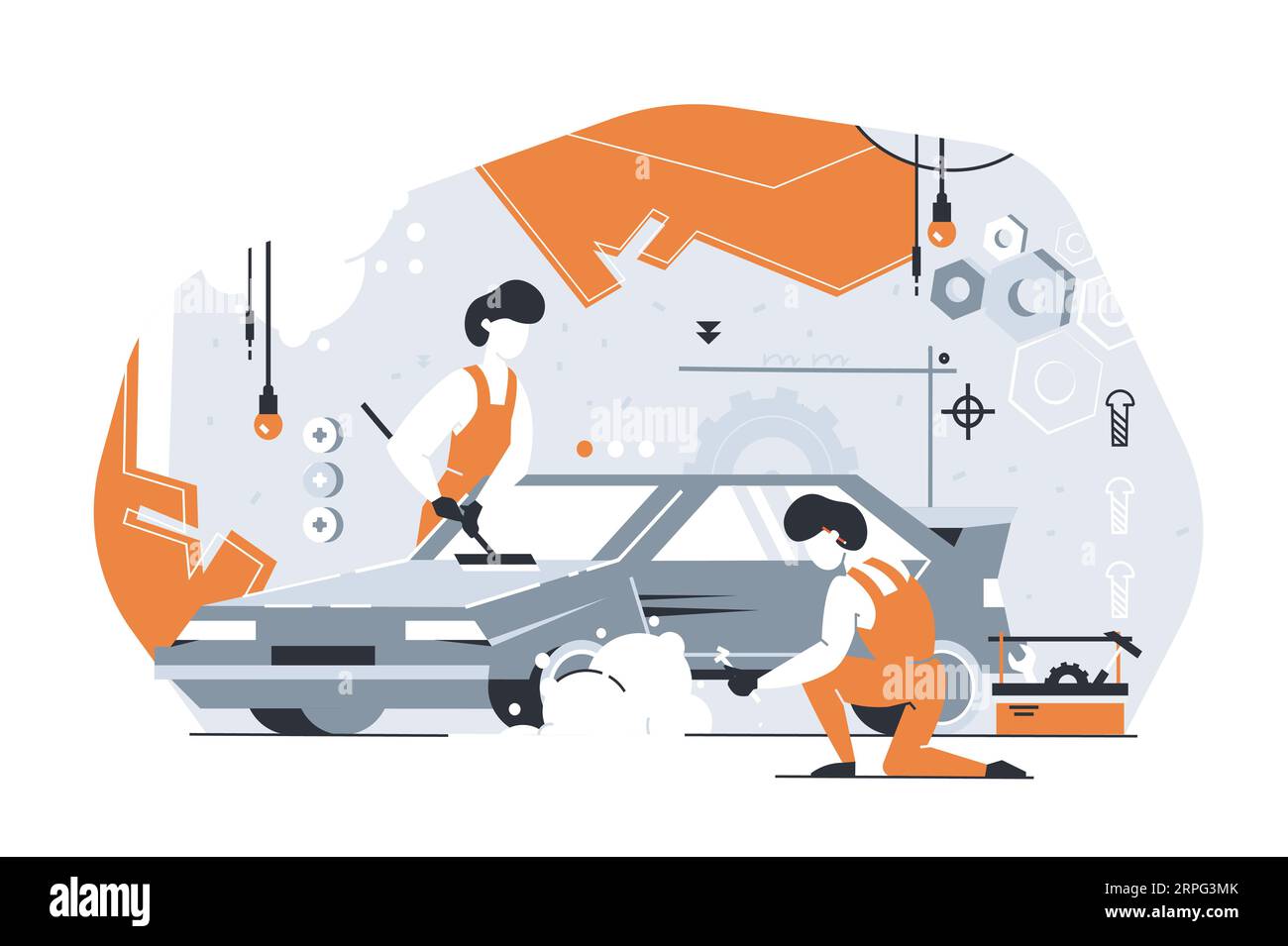 Mechanic repairing car spanner Stock Vector Images - Alamy