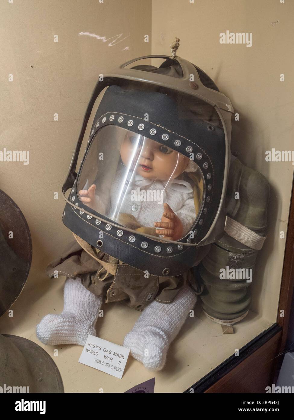 A baby's gas mask from World War II on display in the Newhaven Museum ...