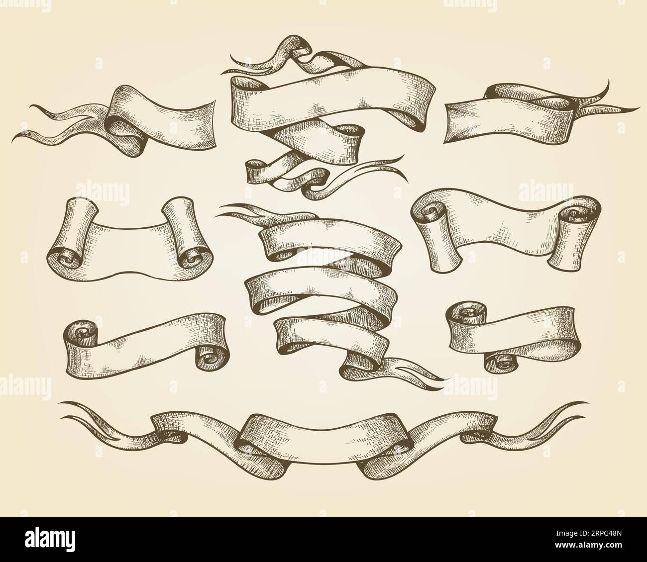 Engraving scroll and ribbon set Stock Vector Image & Art - Alamy