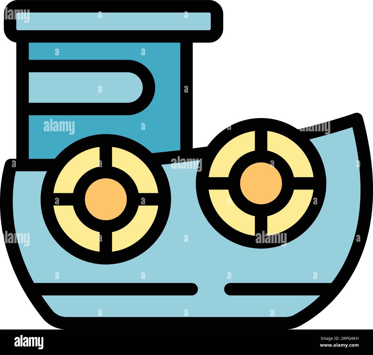 Rescue ship icon outline vector. Emergency guard. Sea boat color flat ...